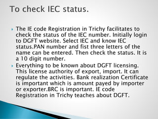 Ie code registration in chennai converted | PPT