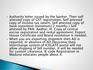 Ie code registration in chennai | PPT