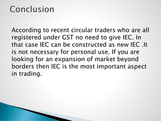 Ie code registration in chennai | PPT