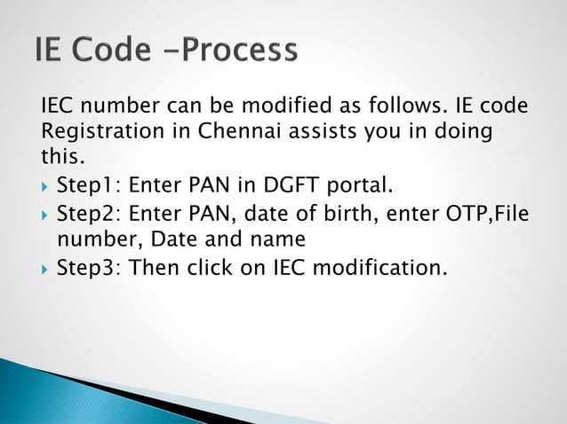 Ie code registration in chennai | PPT