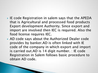 Ie code registration in chennai | PPT
