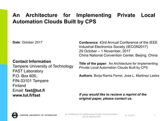 An Architecture for Implementing Private Local Automation Clouds Built ...