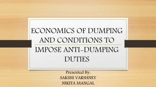 dumping and conditons for anti-dumping | PPT