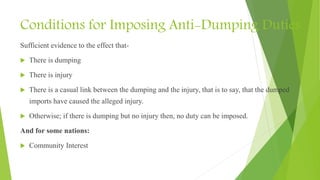 dumping and conditons for anti-dumping | PPT