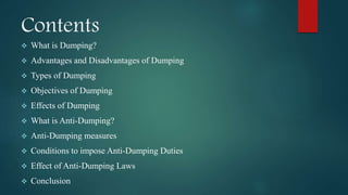 dumping and conditons for anti-dumping | PPT