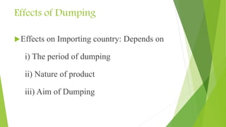 dumping and conditons for anti-dumping | PPT