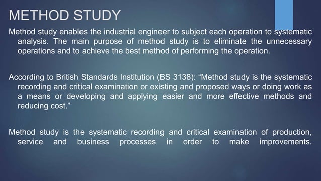 Industrial Engineering - Method Study | PPTX | Mechanical and ...