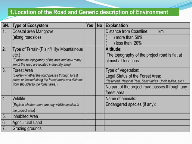 IEE,EMaP plan for Road projects | PPTX