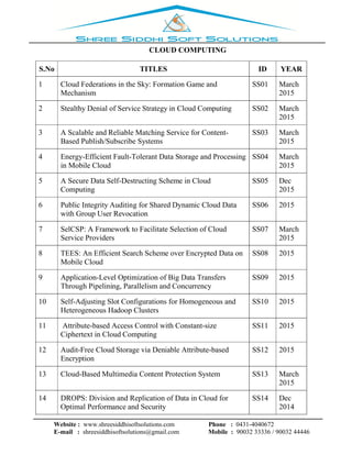 final year project titles for computer science namakkal | PDF