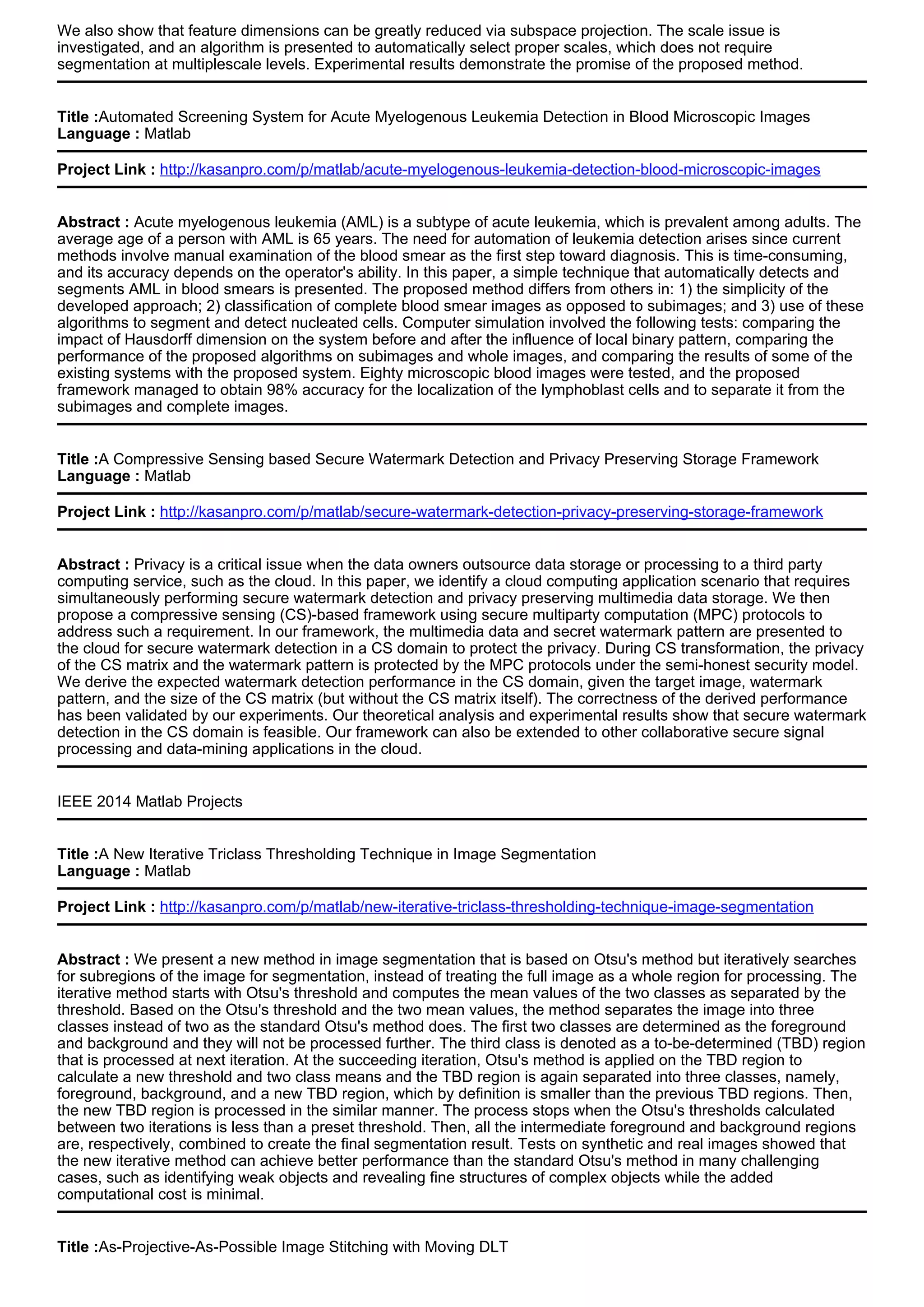 IEEE 2014 Matlab Projects | PDF