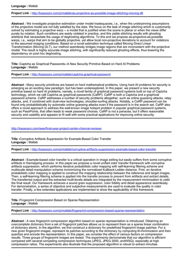 IEEE 2014 Matlab Projects | PDF