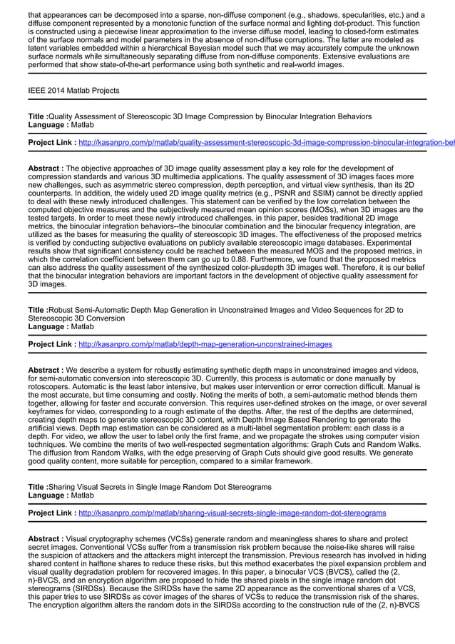 IEEE 2014 Matlab Projects | PDF