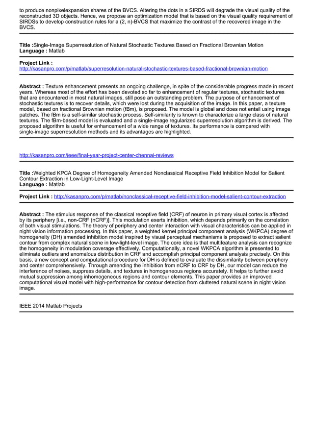 IEEE 2014 Matlab Projects | PDF