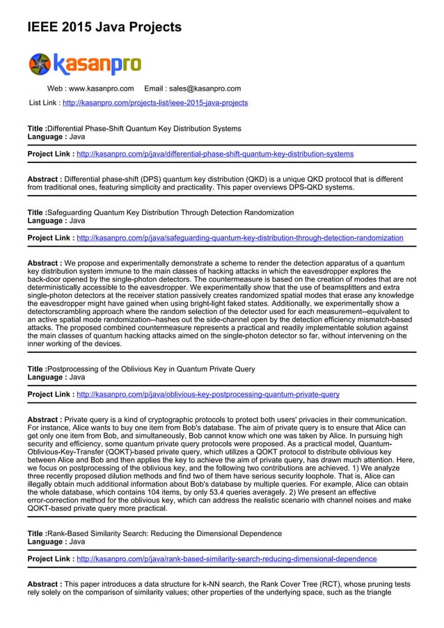IEEE 2015 Java Projects | PDF