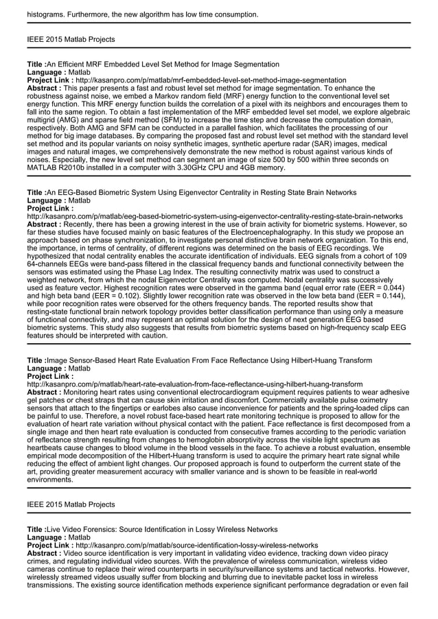 IEEE 2015 Matlab Projects | PDF
