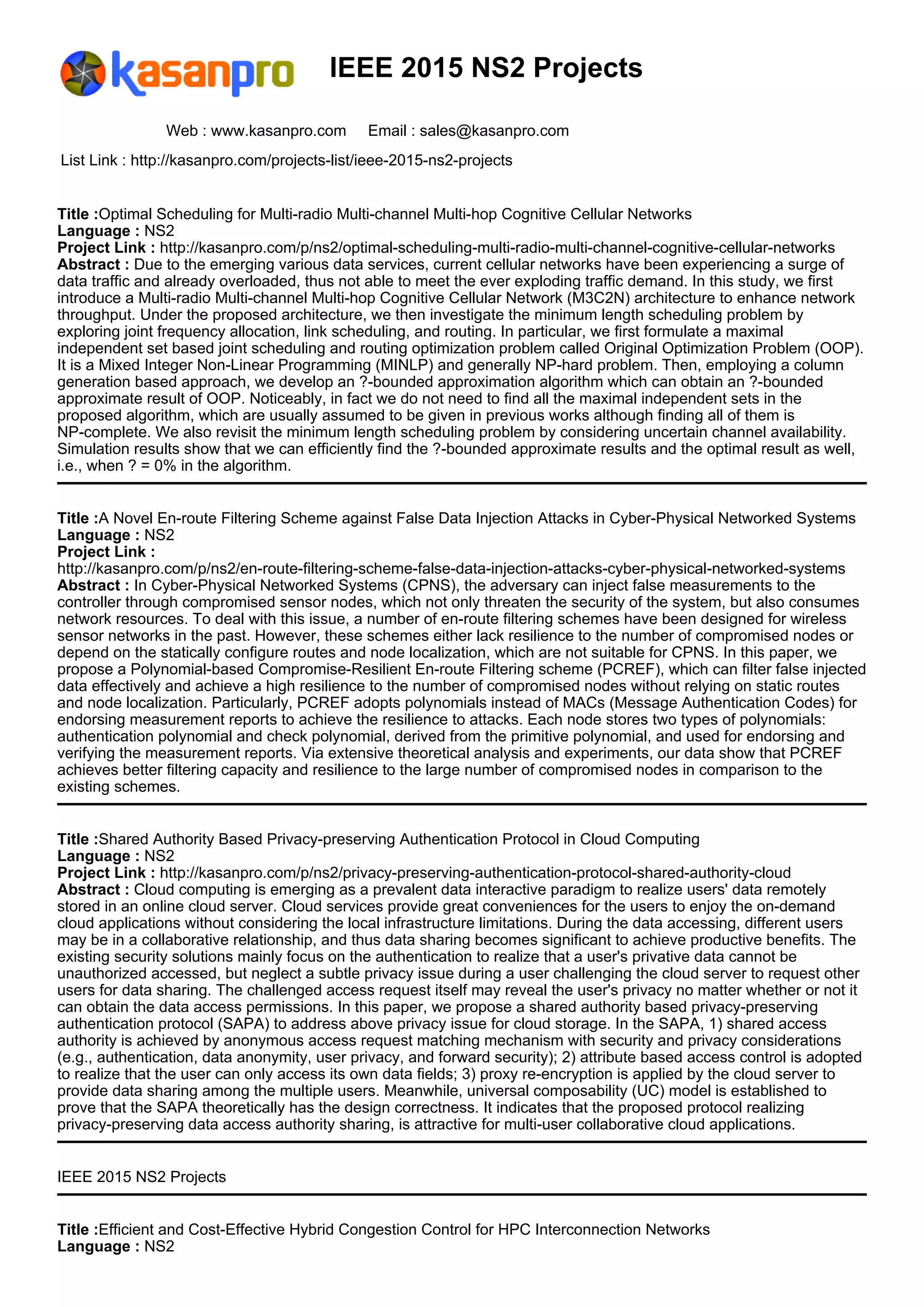 IEEE 2015 NS2 Projects | PDF