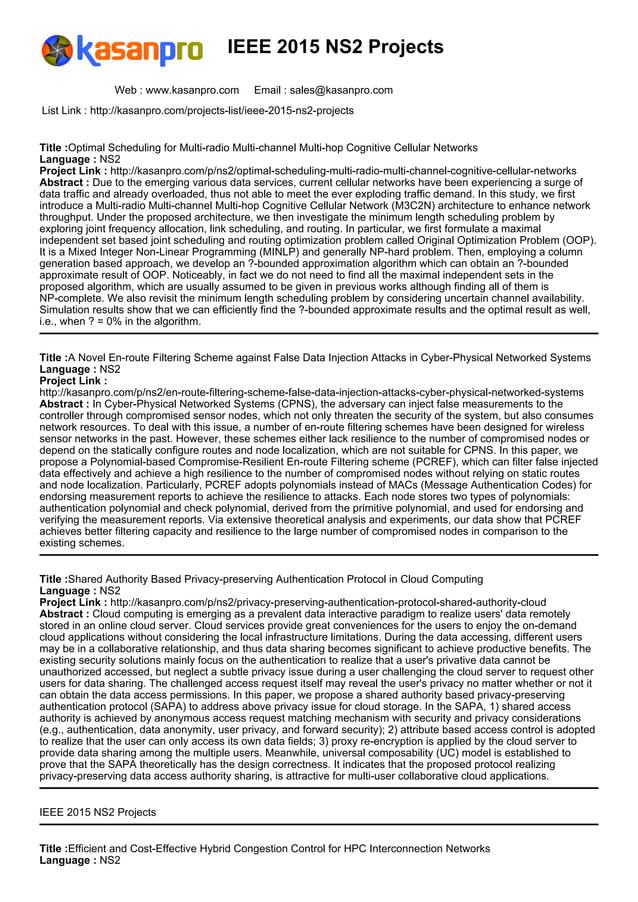 IEEE 2015 NS2 Projects | PDF