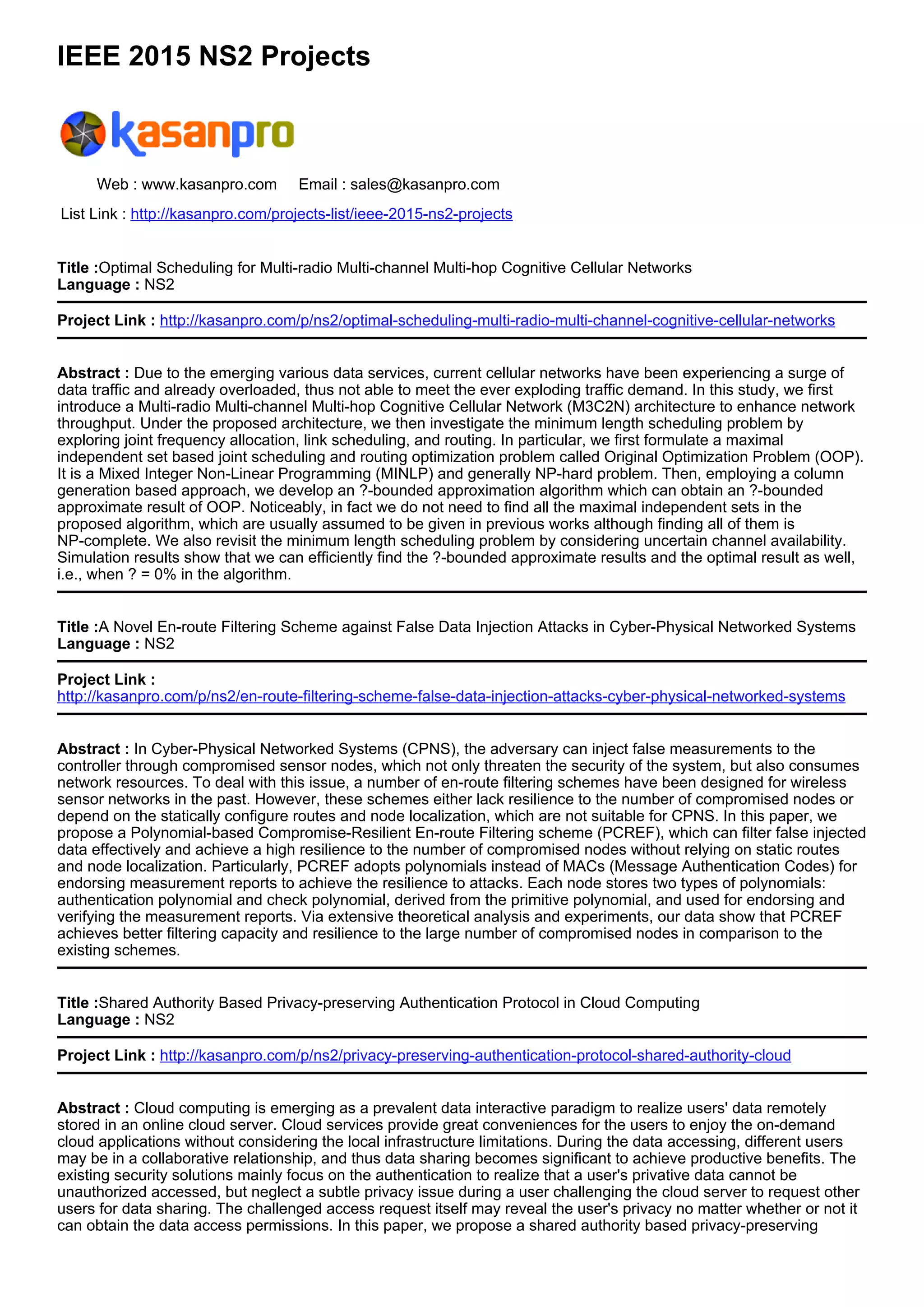 IEEE 2015 NS2 Projects | PDF