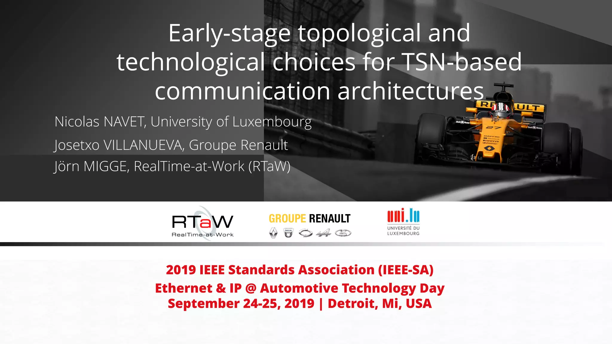 Early-stage topological and technological choices for TSN-based communication architectures | PPT
