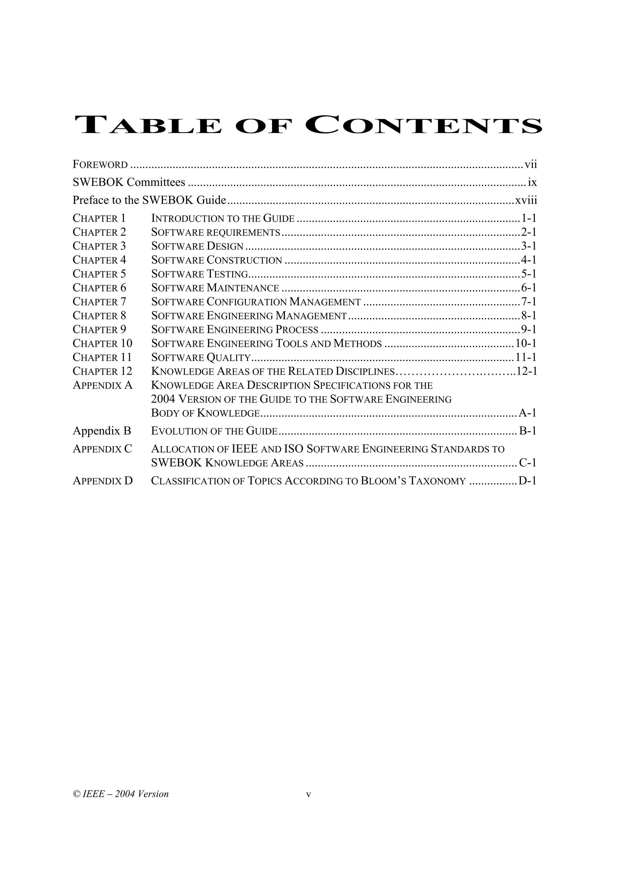 Ieee,.Guide.To.The.Software.Engineering.Body.Of.Knowlewdge.2004.Version.Swebok.(2005) | PDF