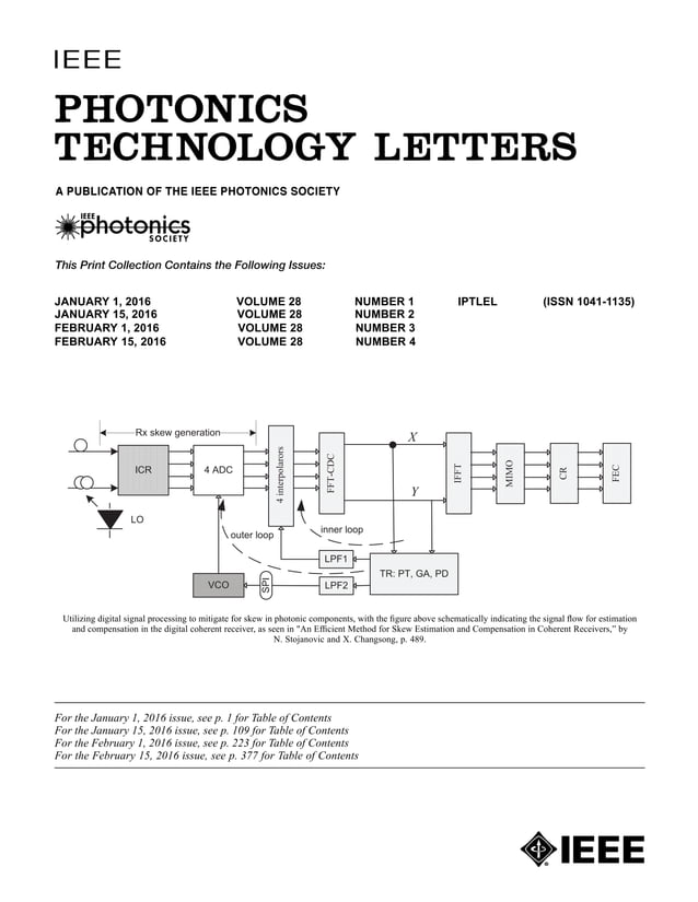 IEEE Photonics Technology Letters vol 8 2016 [table of content only] | PDF | Physics | Science