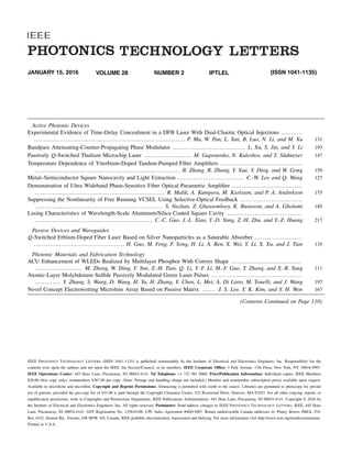 IEEE Photonics Technology Letters vol 8 2016 [table of content only] | PDF | Physics | Science
