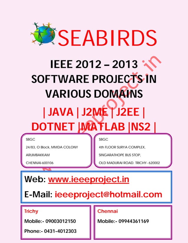IEEE Projects 2012 Titles For Cse @ Seabirds ( Chennai, Pondicherry ...