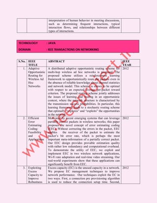 IEEE Projects 2012 Titles For Cse @ Seabirds ( Chennai, Pondicherry ...