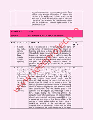 IEEE Projects 2012 Titles For Cse @ Seabirds ( Chennai, Pondicherry ...