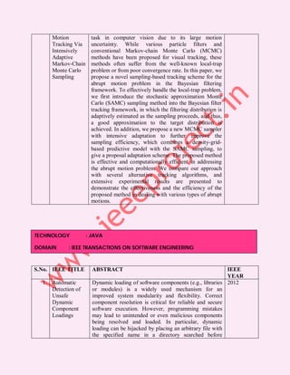 IEEE Projects 2012 Titles For Cse @ Seabirds ( Chennai, Pondicherry ...