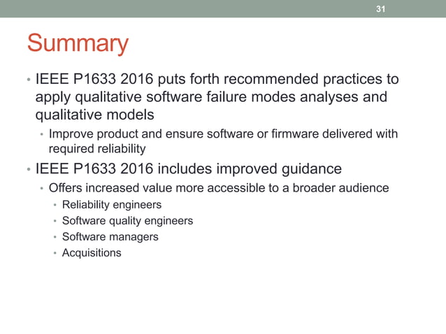 Revised IEEE 1633 Recommended Practices for Software Reliability | PDF
