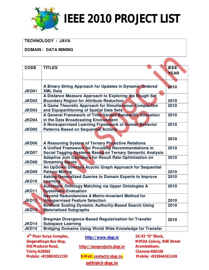 Ieee 2010 Java Data Mining Projects Sbgc
