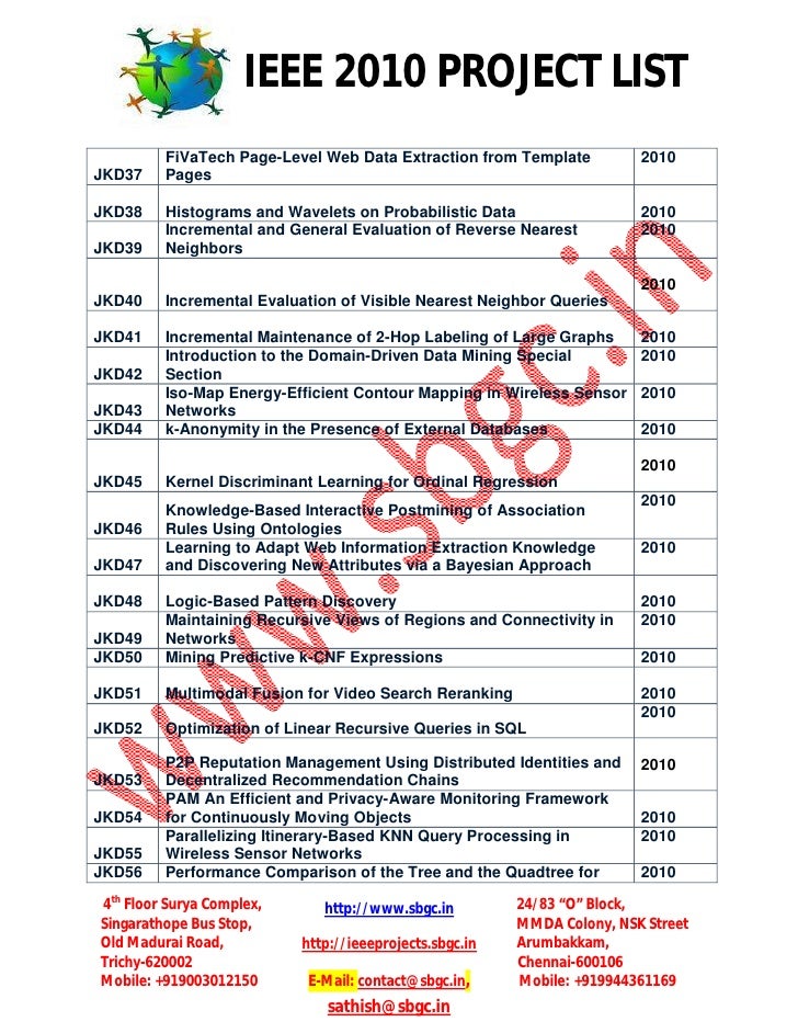 Ieee 2010 Java Data Mining Projects Sbgc 