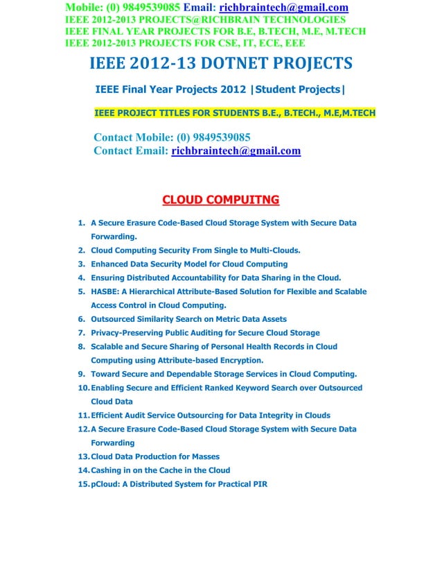 Ieee 2012 2013 dotnet projects | PDF