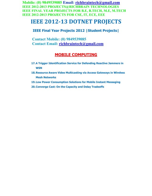 Ieee 2012 2013 dotnet projects | PDF