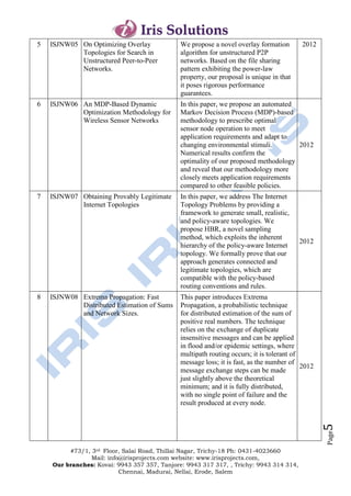 IRIS SOLUTIONS - IEEE 2012 ENGINEERING PROJECT TITLES FOR CSE, IT | PDF