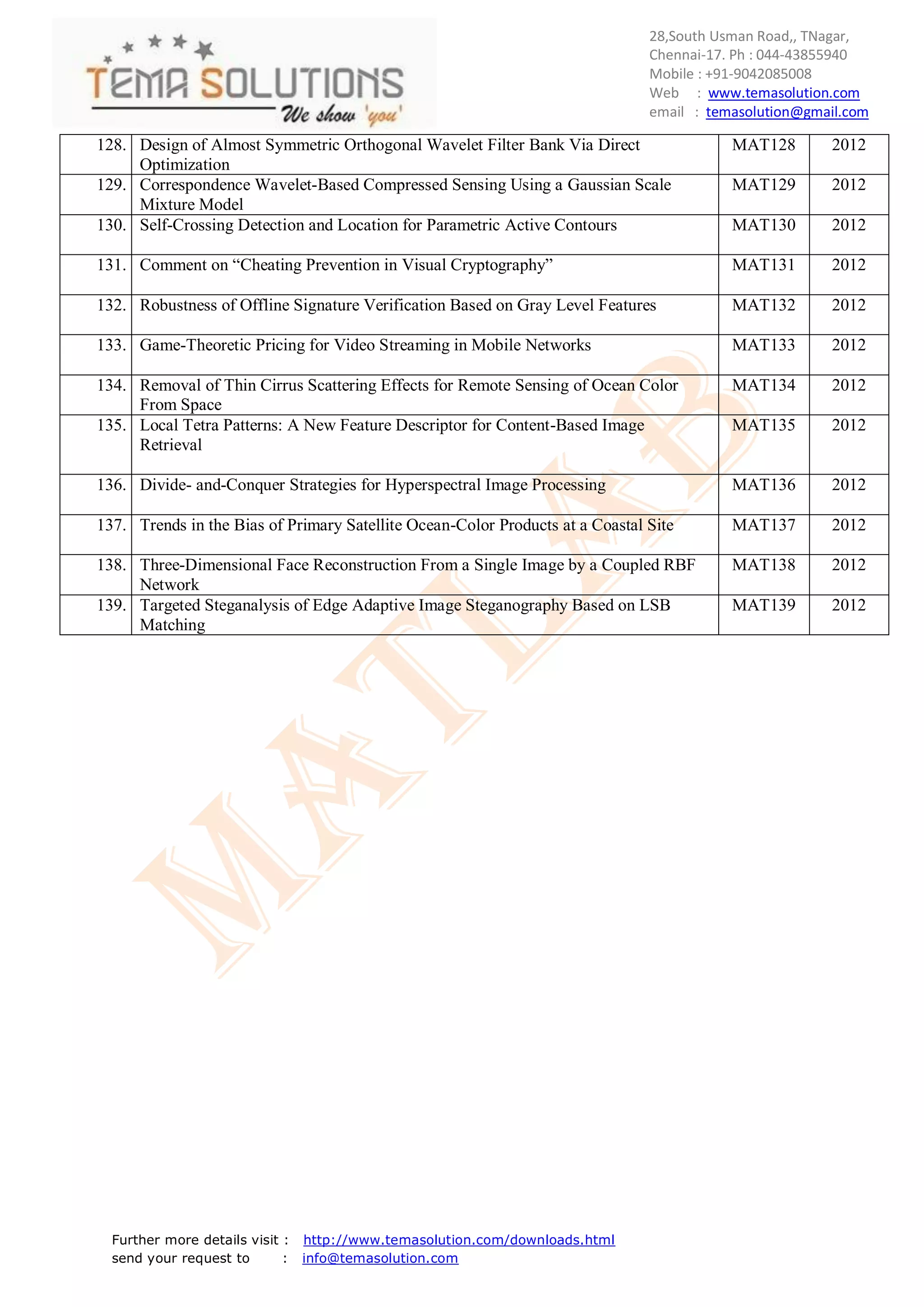 Ieee 2012 titles for matlab | PDF