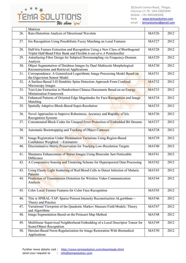 Ieee 2012 titles for matlab | PDF