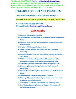 Ieee 2013 2014 dotnet project titles richbraintechnologies | PDF