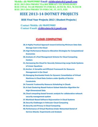 Ieee 2013 2014 dotnet project titles richbraintechnologies | PDF