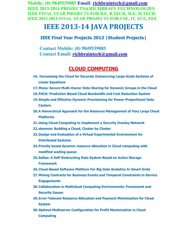 Ieee 2013 2014 java project titles richbraintechnologies | PDF