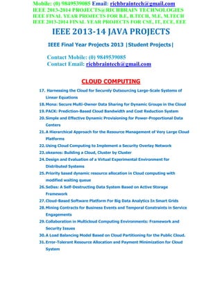 Ieee 2013 java project titles richbrainprojects | PDF