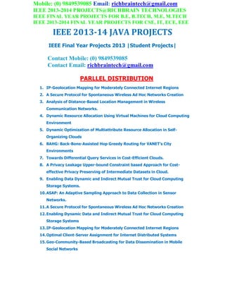 Ieee 2013 java project titles richbrainprojects | PDF