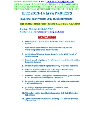 Ieee 2013 java project titles richbraintech | PDF