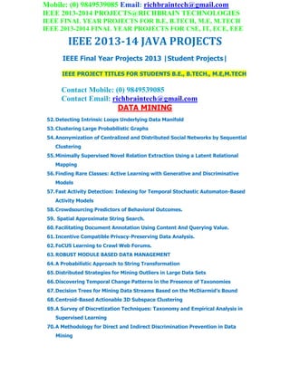 Ieee 2013 java project titles richbraintech | PDF