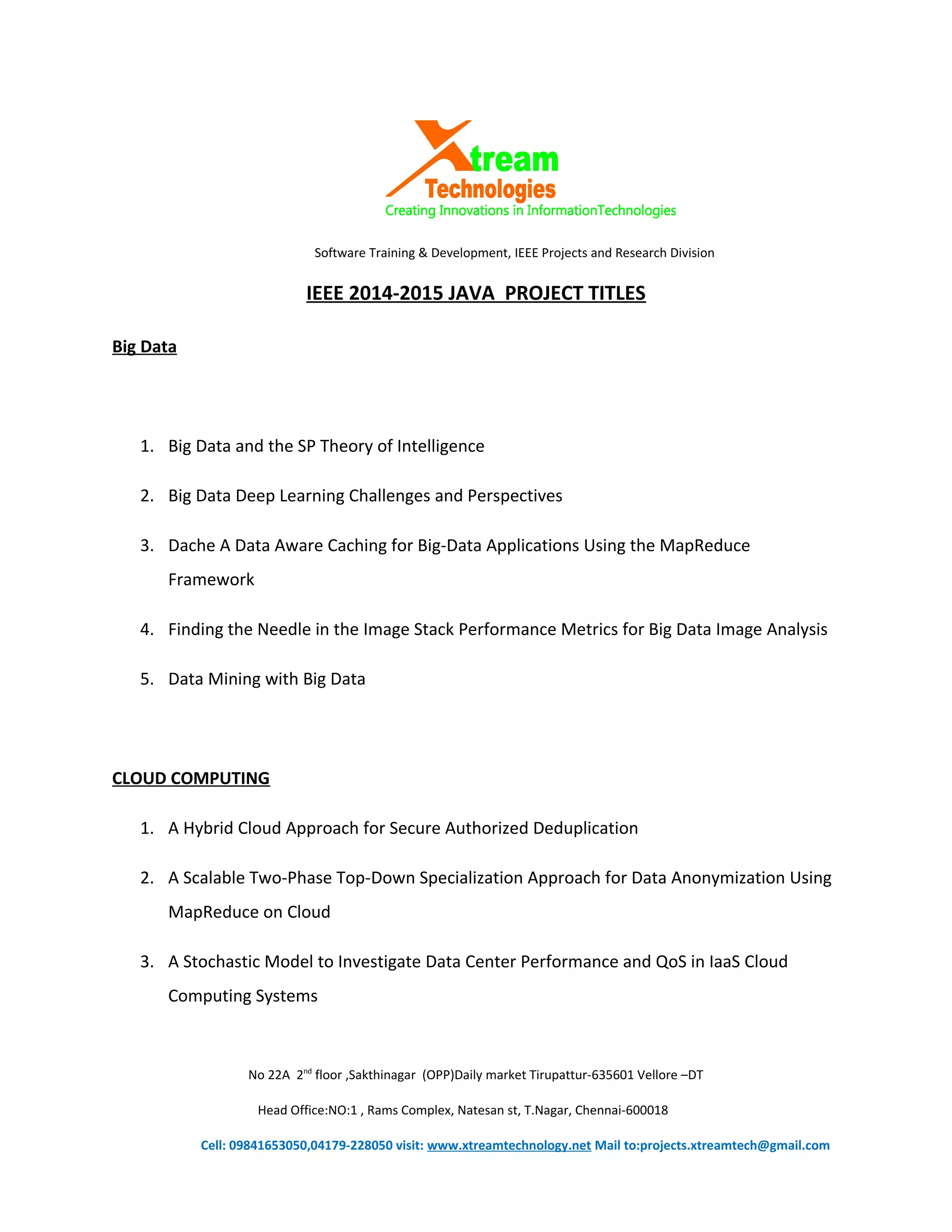Ieee 2014 2014 java project titles | PDF