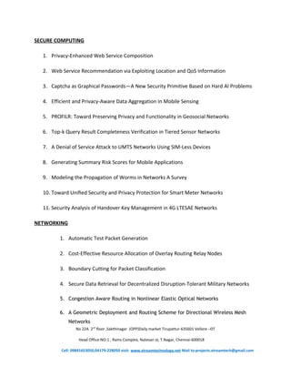 Ieee 2014 2014 java project titles | PDF