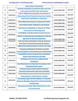 Ieee 2014 2015 dotnet projects titles globalsoft technologies | PDF
