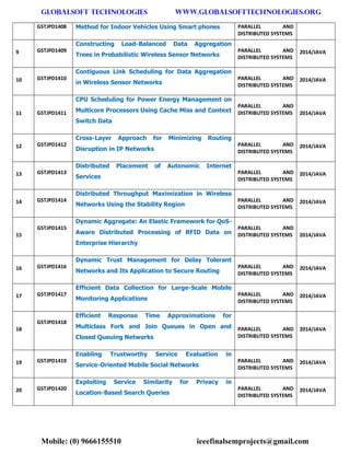 Ieee 2014 2015 java projects titles list globalsoft technologies | PDF