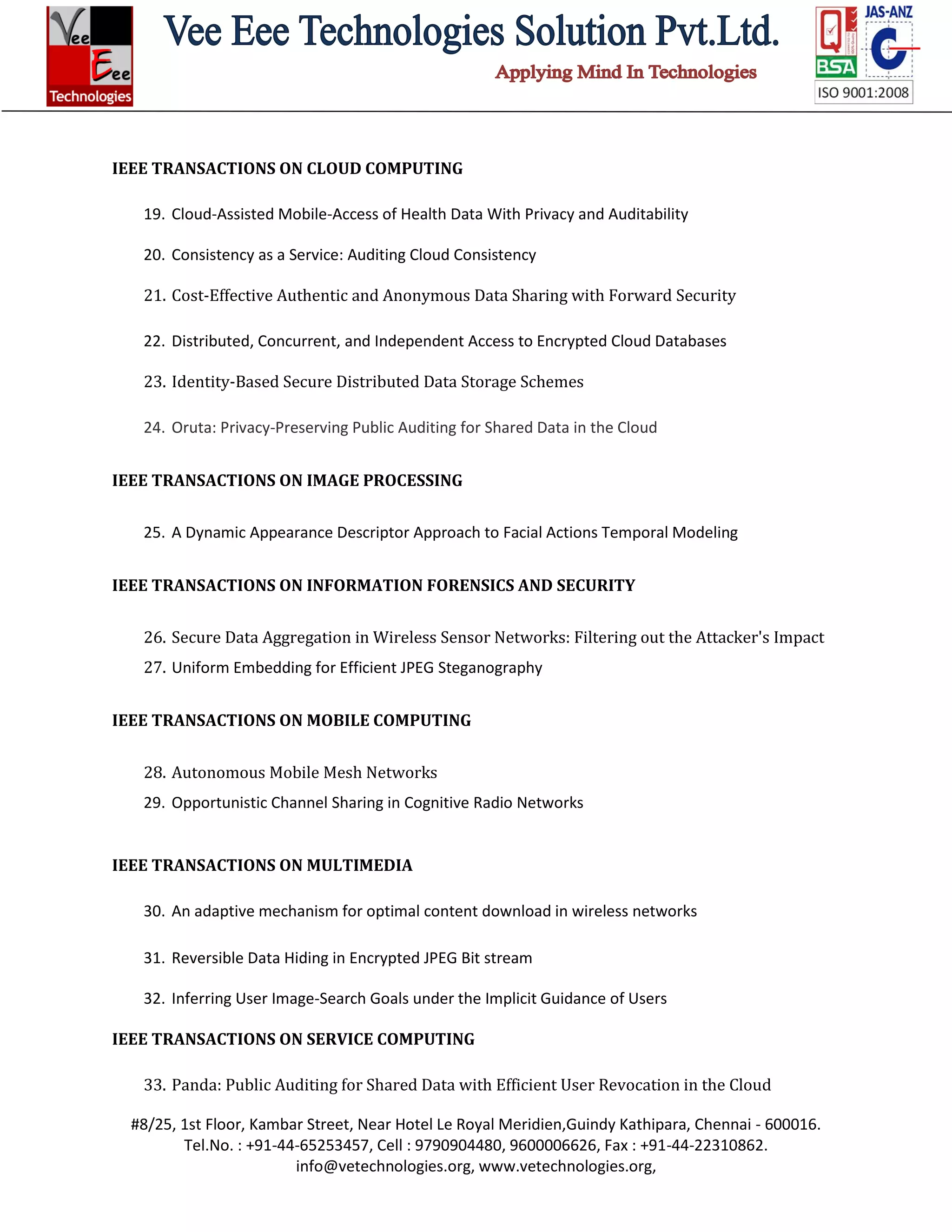 Ieee 2014 projects | PDF